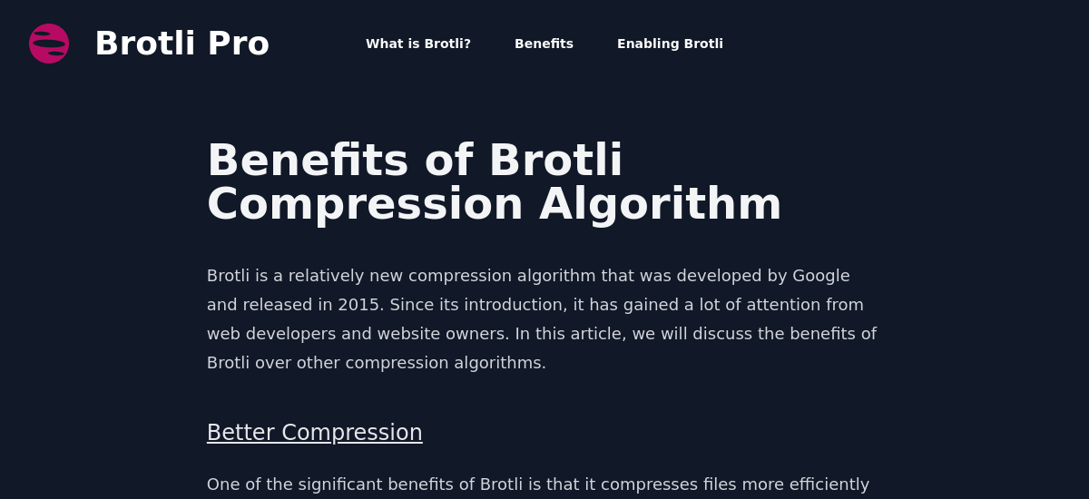 Discover The Benefits Of Brotli Compression Algorithm For Faster Websites Brotlipro