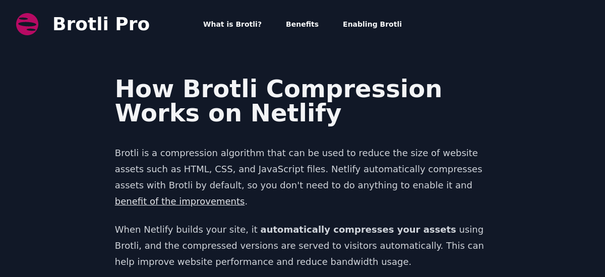 How Brotli Compression Works on Netlify | Brotli.Pro How Brotli Compression Works on Netlify | Brotli.Pro